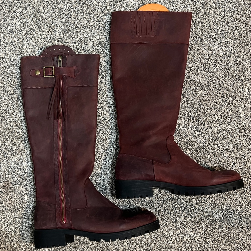 Volatile Nottingham Tall Leather Wine Boots - Gem